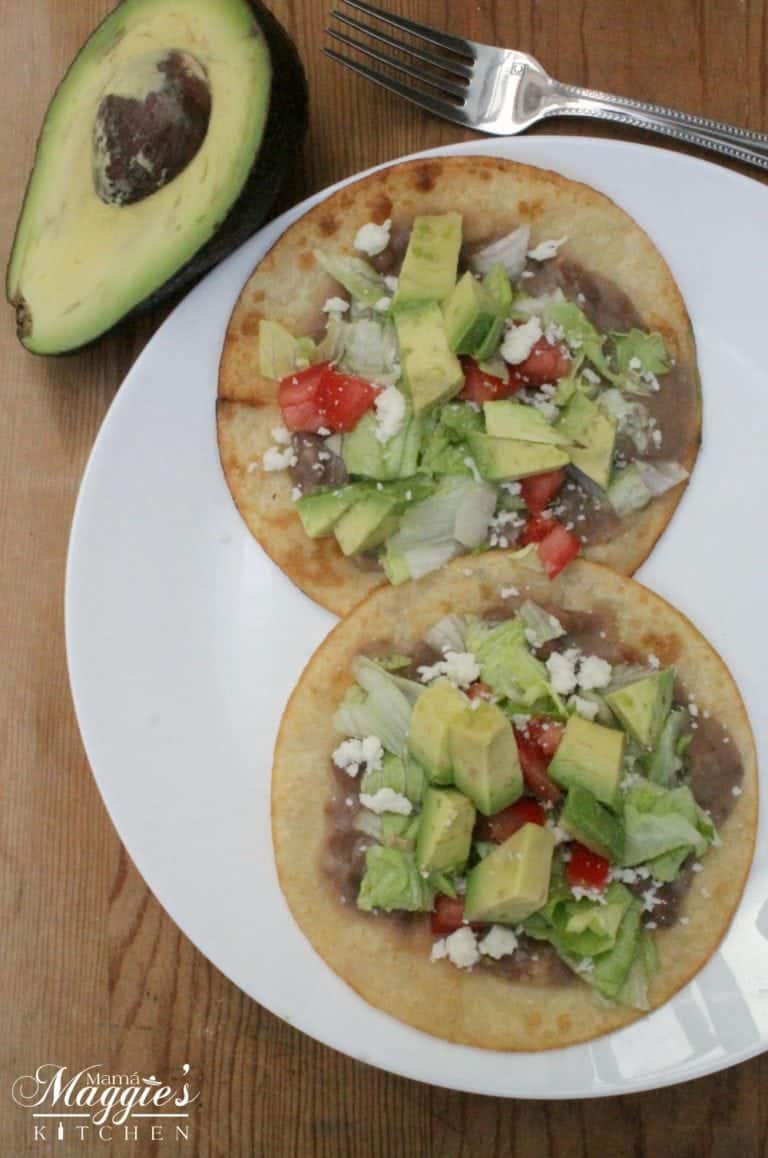 Bean Tostadas (or Tostada de Fríjol)