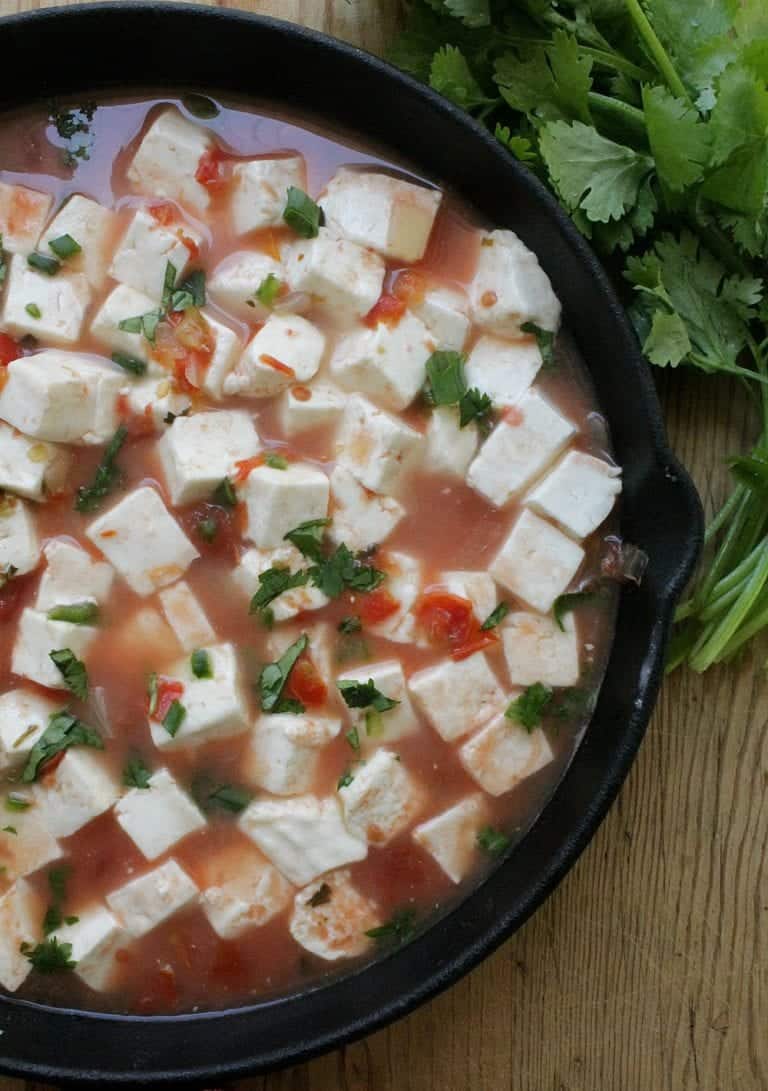 Panela Cheese in Mexican Red Salsa (Queso Panela en Salsa Roja)