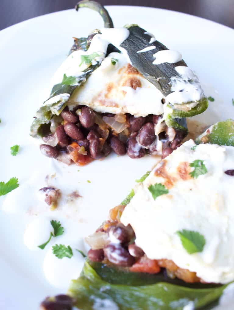 Black Bean Chile Rellenos - Mamá Maggie's Kitchen