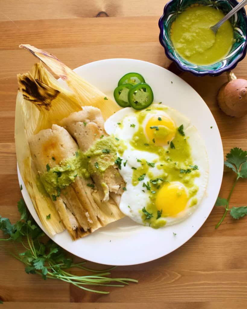 Breakfast Tamales (using Leftover Tamales)