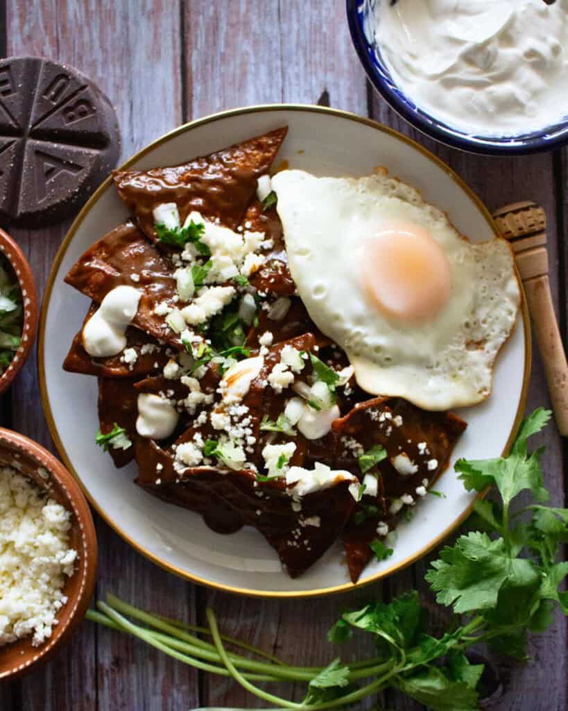 Chilaquiles de Mole (Mole Chilaquiles) - Mamá Maggie's Kitchen